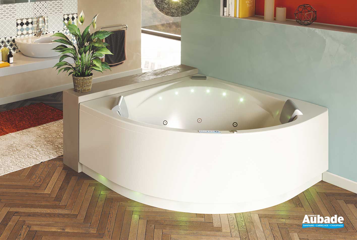 Baignoire angle balnéo Saphir 140 Grandform | Espace Aubade