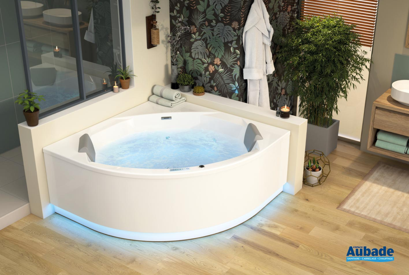 Baignoire d'angle balnéo Saphir V de Grandform | Espace Aubade