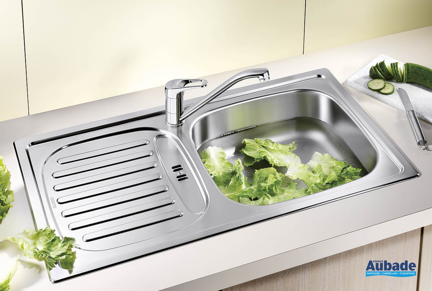 Évier de cuisine en inox 1 bac égouttoir BlancoFlex | Espace Aubade