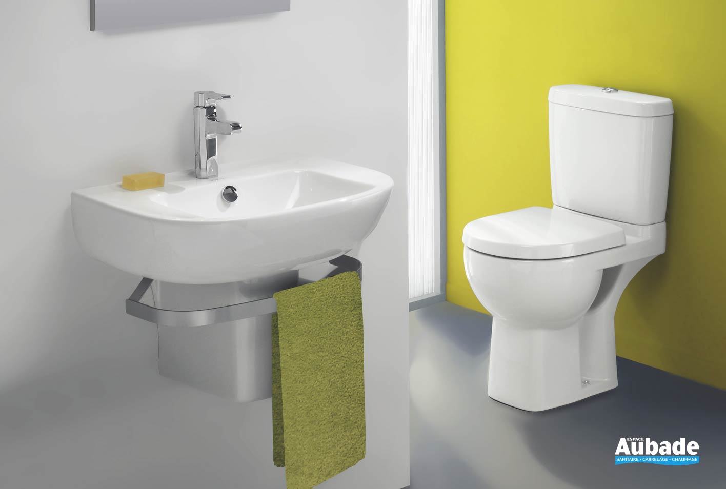Lavabo compact cache-siphon & porte-serviettes | Espace Aubade