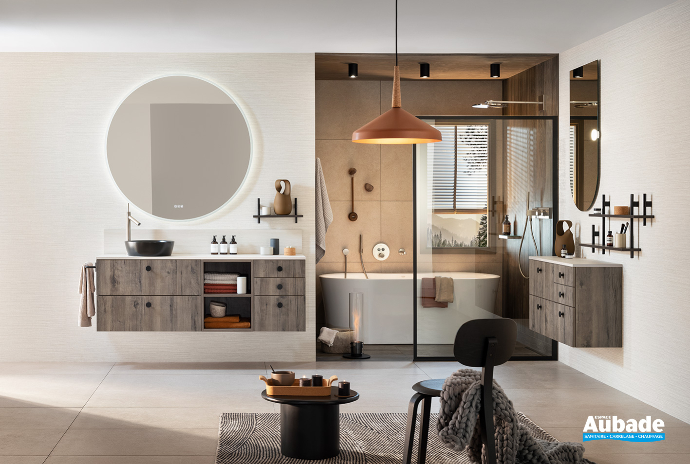 Meuble Unique Archi - L. 160 cm Simple vasque 2 Niveaux de Delpha ...