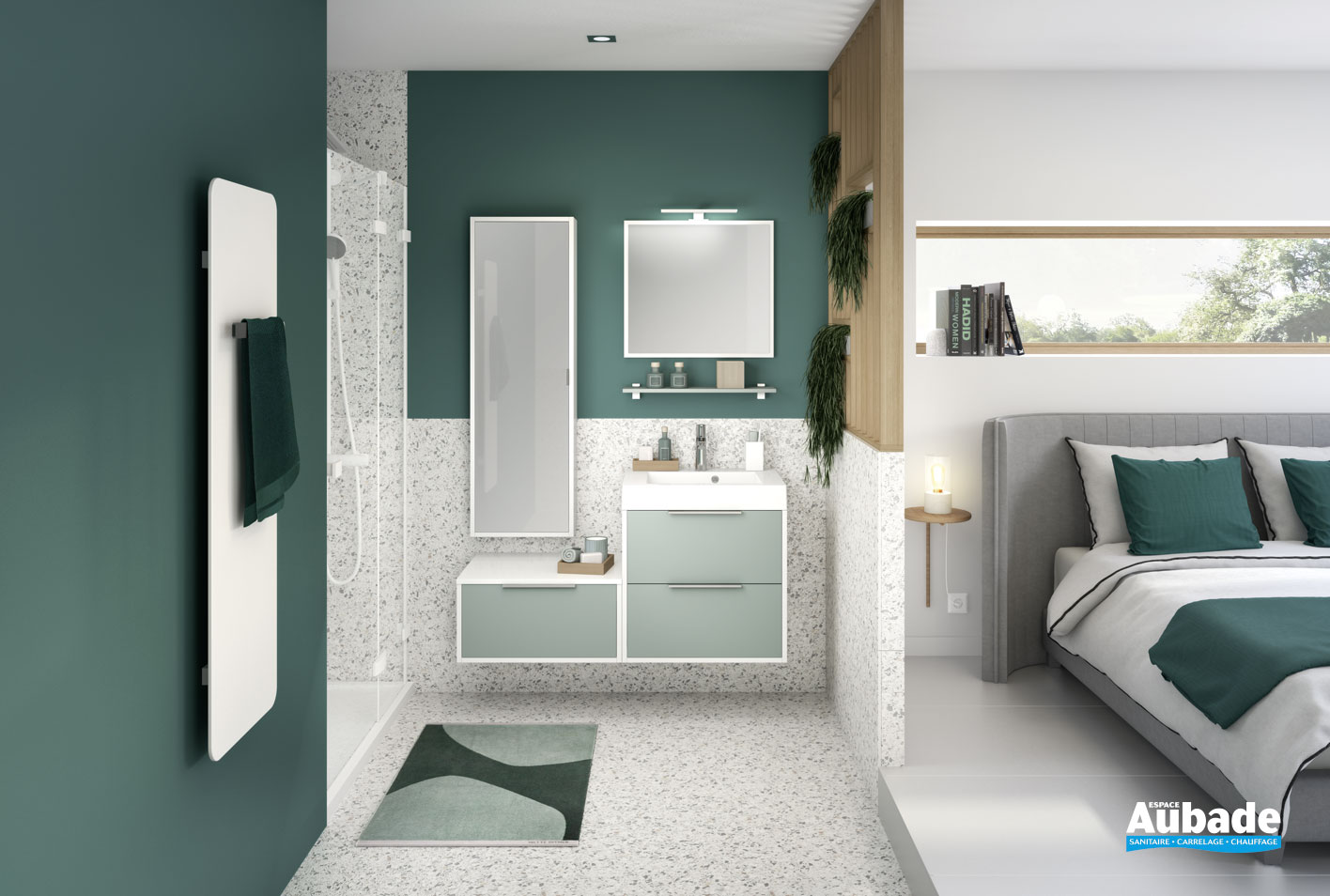 Meuble Ultra Cadra L. 60 cm Vert Aloé mat Delpha | Espace Aubade