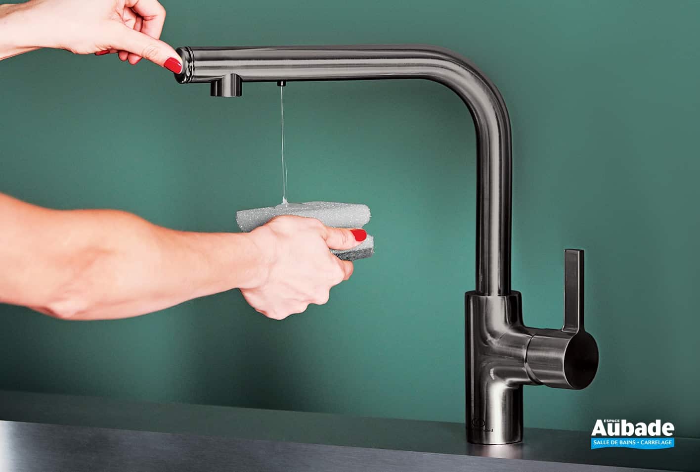 Mitigeur Cuisine avec distributeur de savon Gusto iMx bec tube L d ...