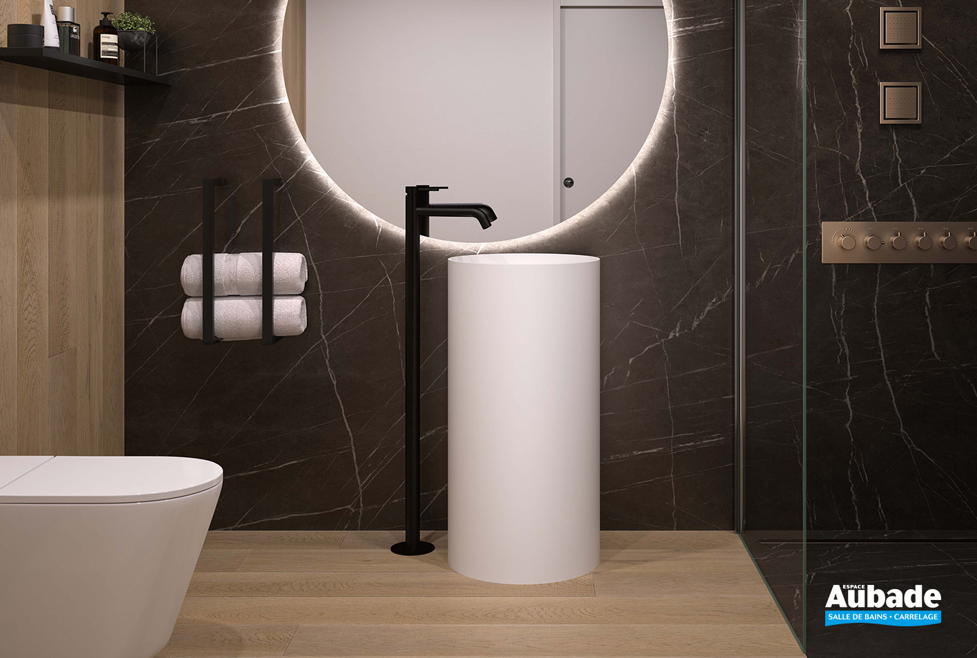 Vasque Colonne Cedam Solo Aura Solid Surface Ø44cm | Espace Aubade